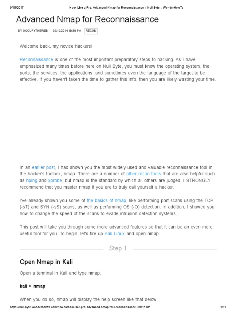 Advanced Nmap For Reconnaissance | PDF | Port (Computer Networking) | Firewall (Computing)