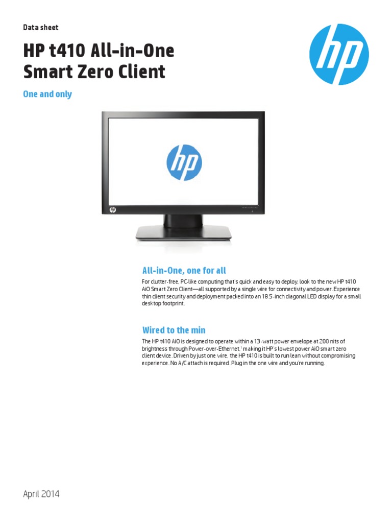 HP t410 All-in-One Smart Zero Client | PDF | Computer Network ...