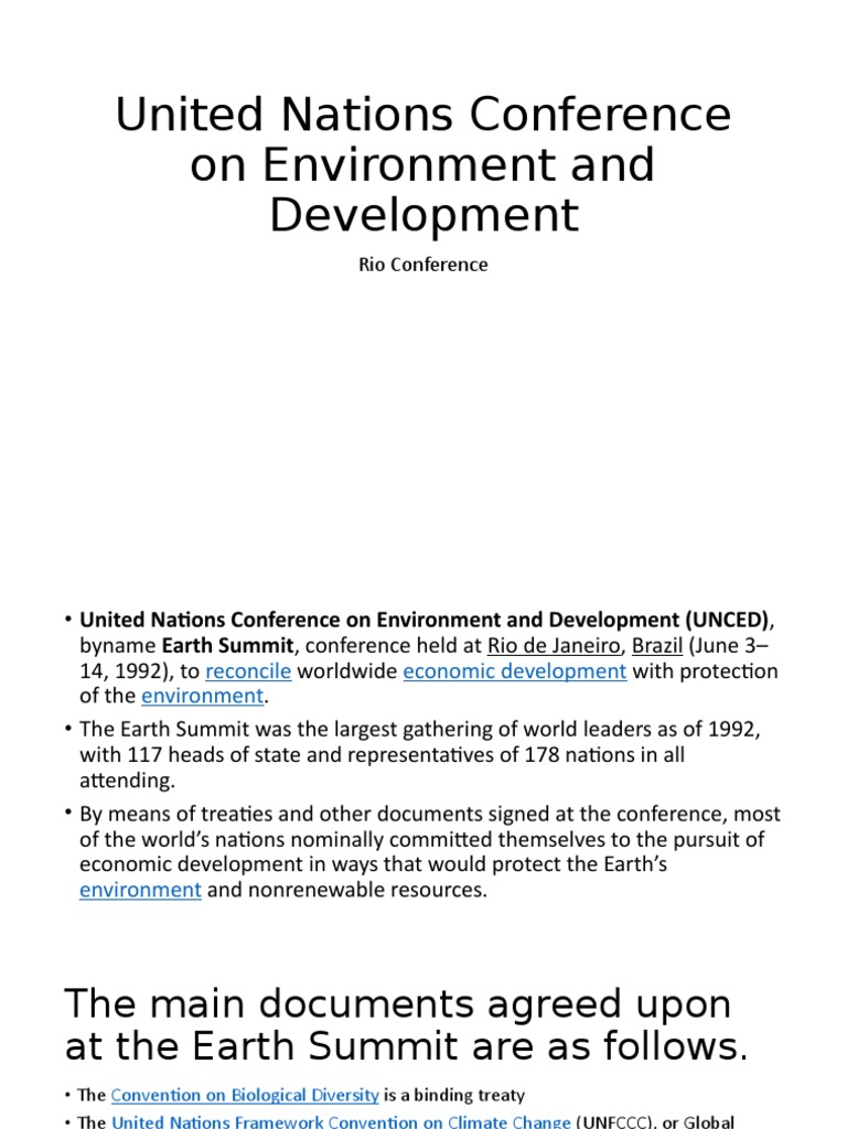 The United Nations Conference on Environment and Development: Laying ...