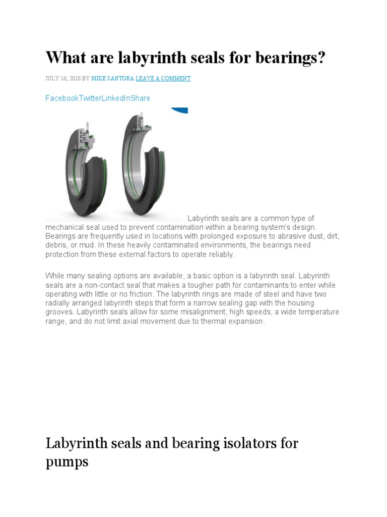 What Are Labyrinth Seals For Bearings | PDF | Bearing (Mechanical) | Gases