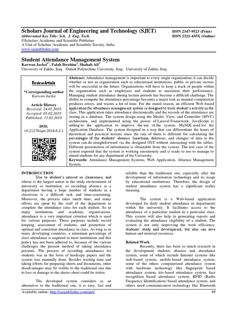 Student Attendance Management System | PDF | Ajax (Programming) | Databases