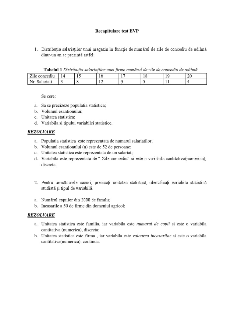 Recapitulare - Test EVP PDF | PDF