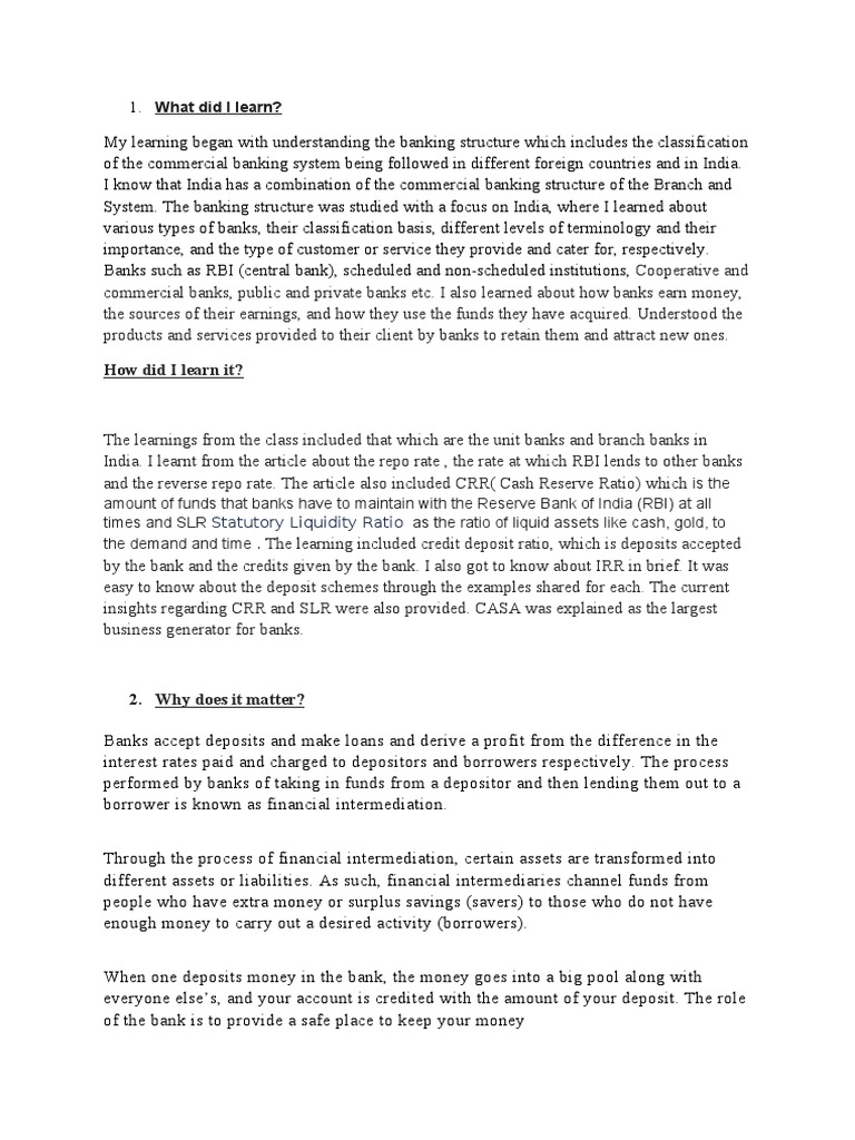 BM - Ref Note 1 | PDF | Deposit Account | Banks