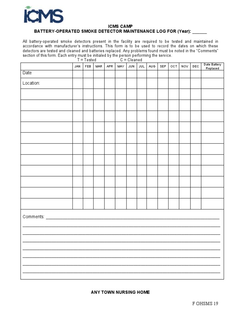 Battery Smoke Detector Maintenance Log | PDF | Nature