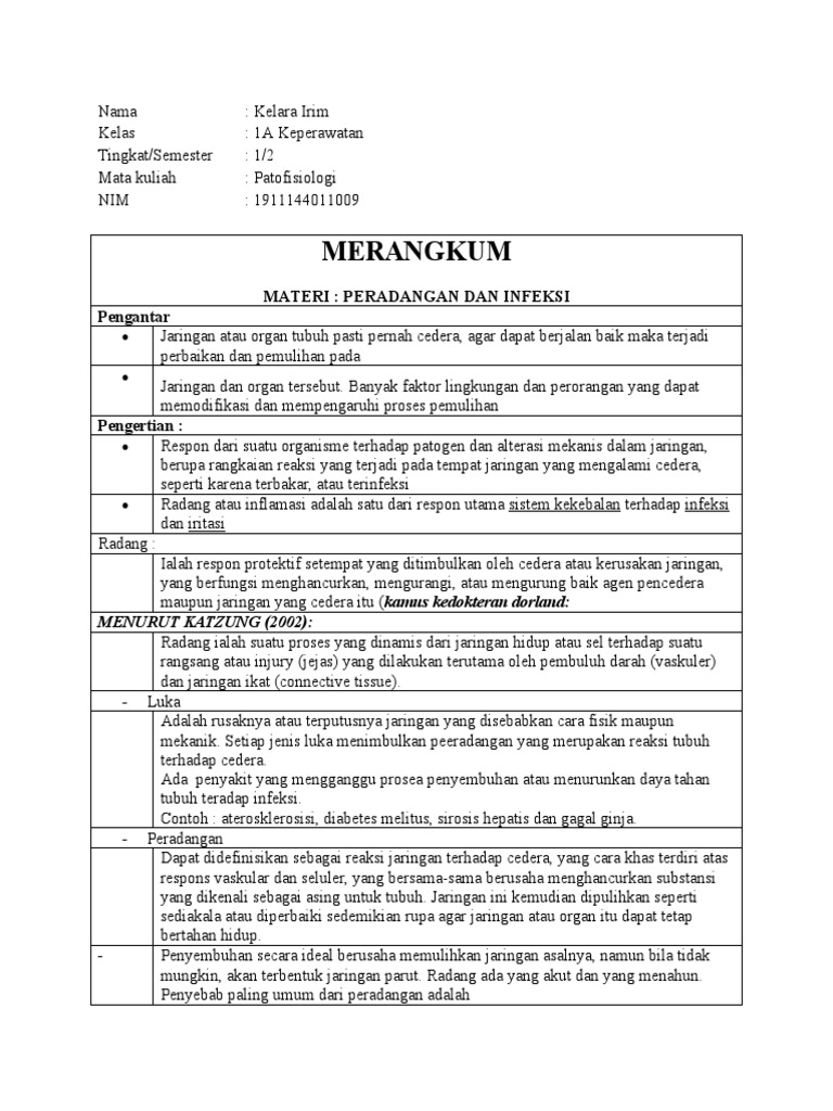 Materi Peradangan Dan Infeksi | PDF