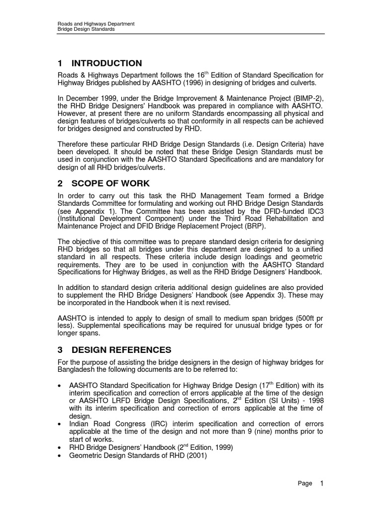 Bridge Design Standard - Introduction | PDF | Specification (Technical ...
