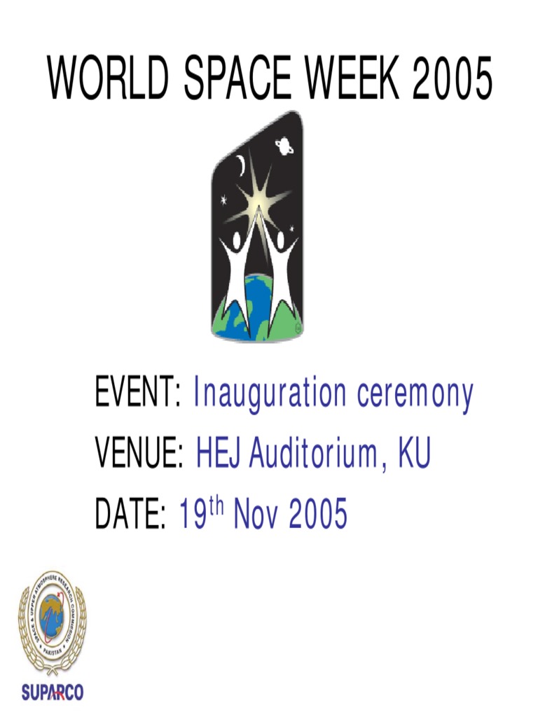 World Space Week 2005: Event: Venue: Date | PDF