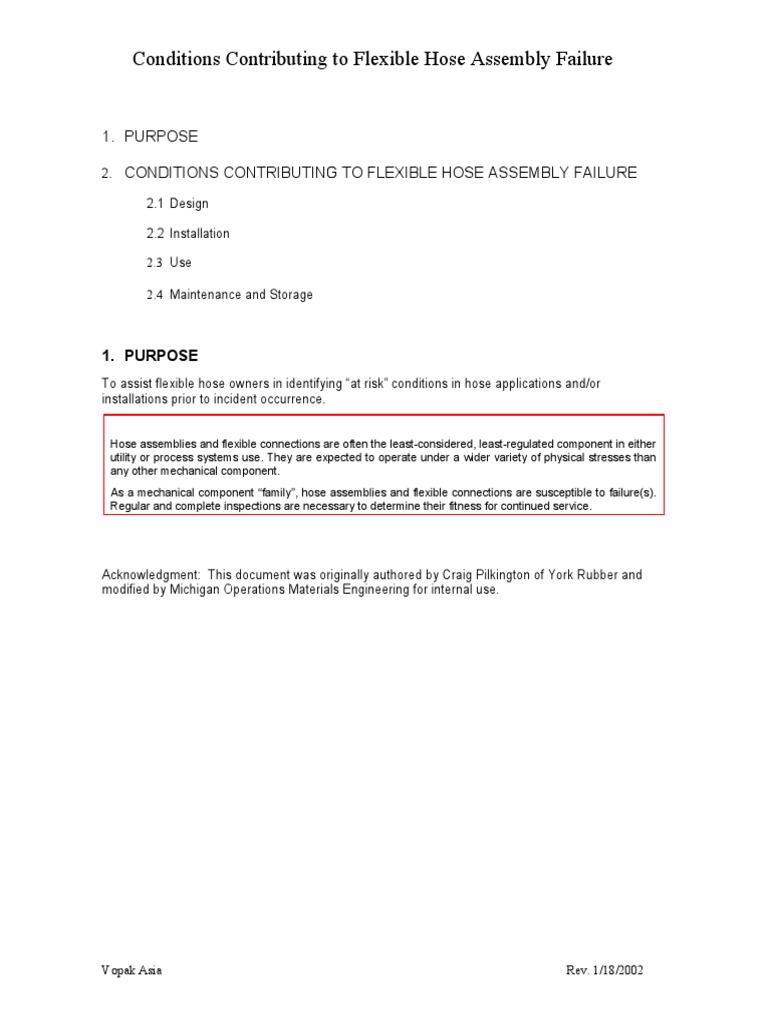 Flexible Hose Failure Causes | PDF | Pipe (Fluid Conveyance ...