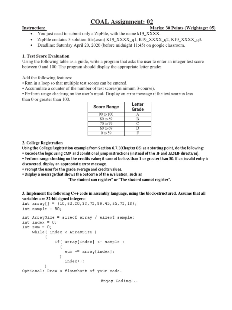 COAL Assignment: 02: k19 - XXXX | PDF | Integer (Computer Science) | Array Data Structure