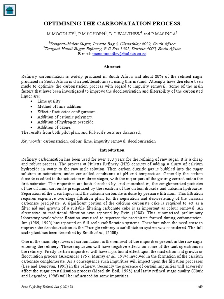 Optimising The Carbonatation Process | PDF | Sugar | Diet & Nutrition