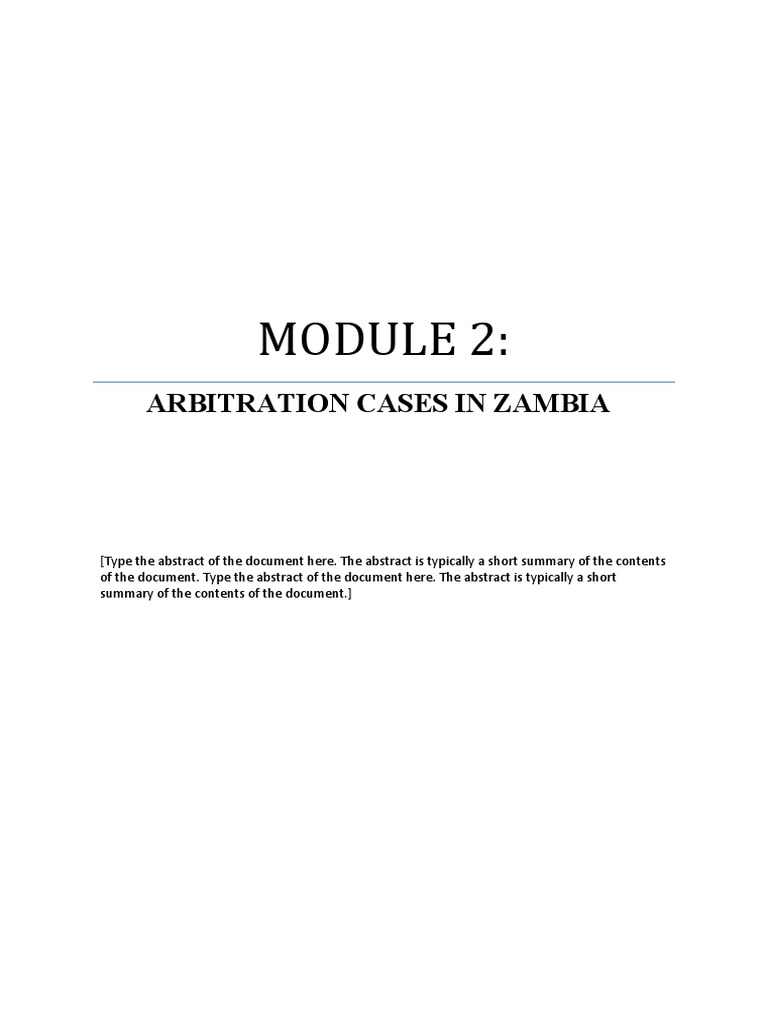 Arbitration Cases in Zambia - 17.02.2020 | PDF | Arbitration | Arbitral ...