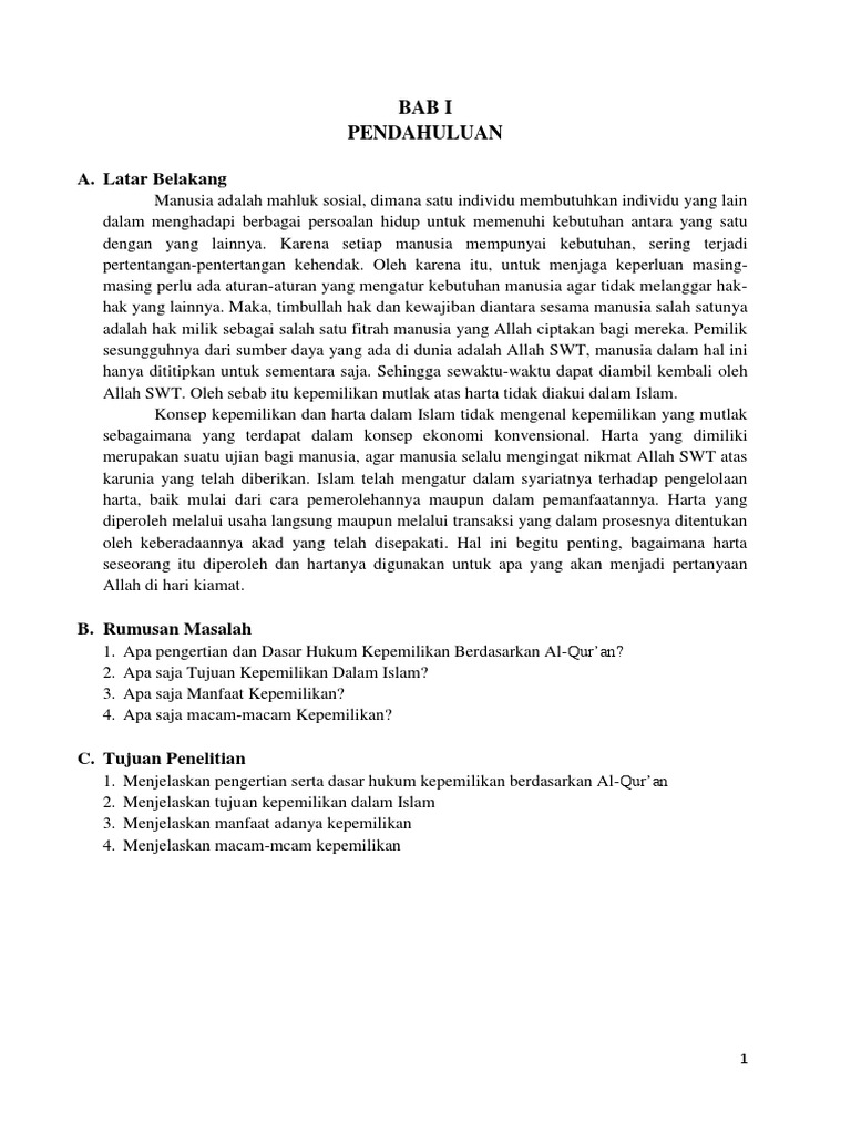 Isi Kepemilikan Dalam Islam (Kel. 1) (Hilda Endi) PDF | PDF