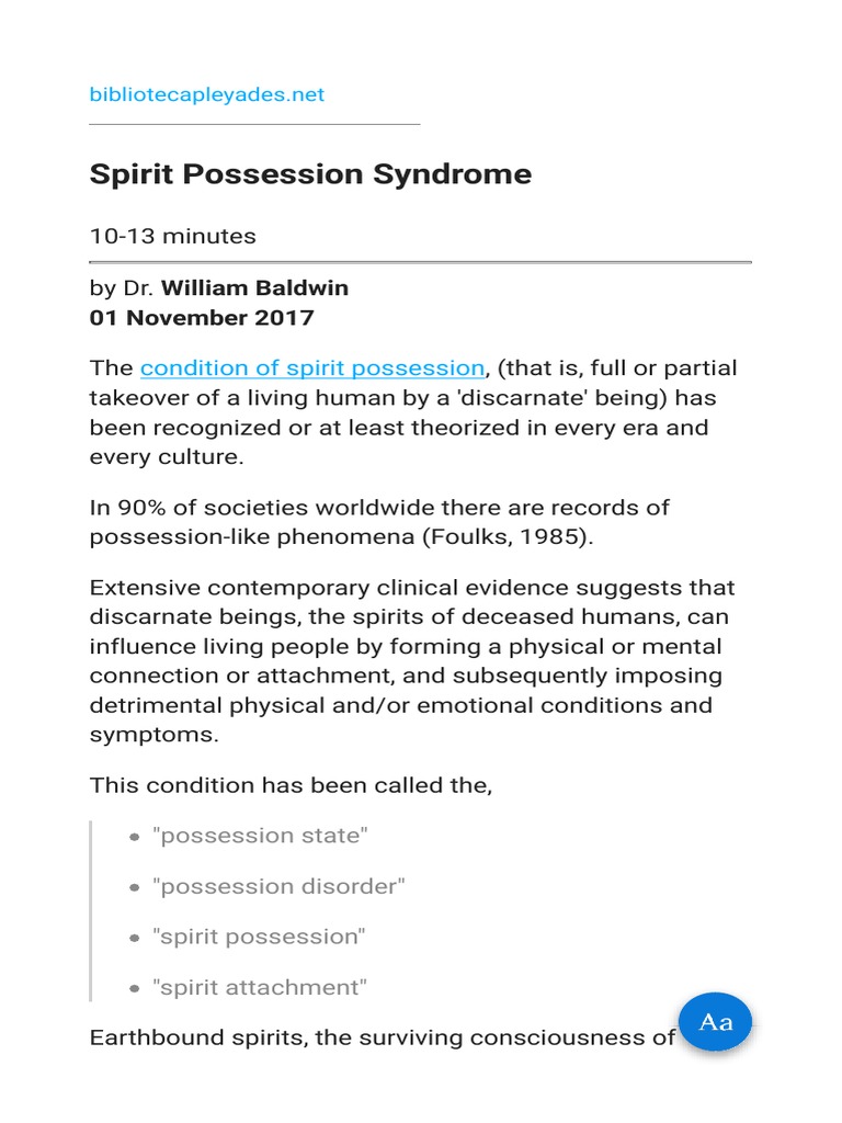 Spirit Possession Syndrome | PDF | Free Will | Attachment Theory