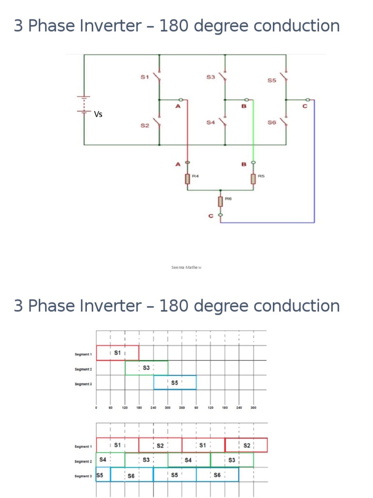 3 Phase Inverter - 180 Degree Conduction: Seema Mathew | PDF | Power Inverter | Amplitude