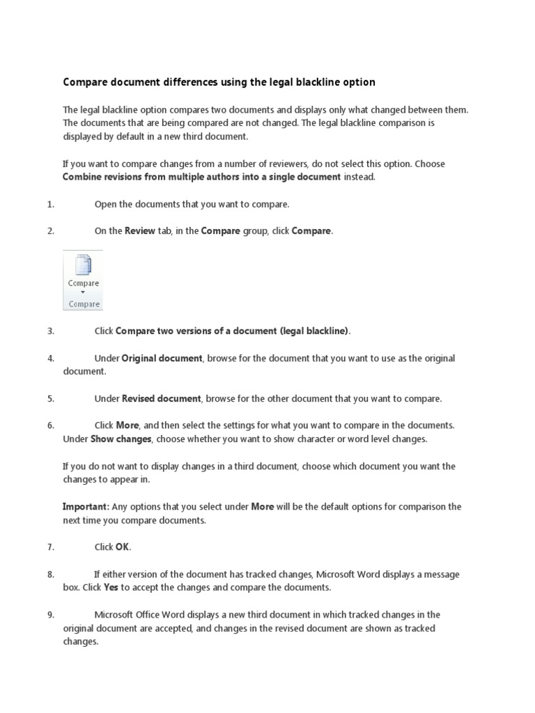 Legal Blackline Document Comparison Guide | PDF | Computers