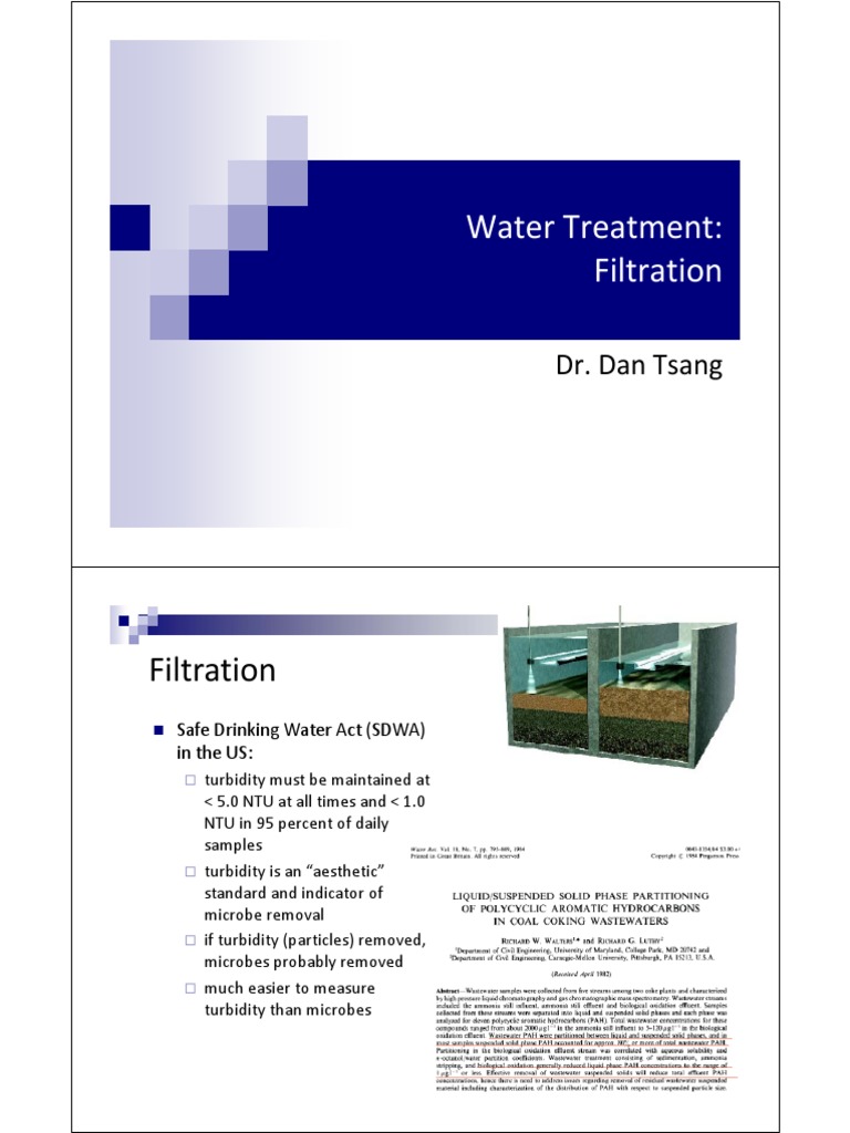 Lecture 5 Filtration | PDF | Filtration | Water Purification