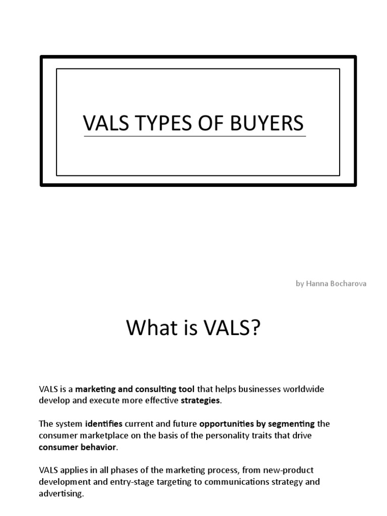 Vals Types of Buyers | PDF | Innovation | Marketing