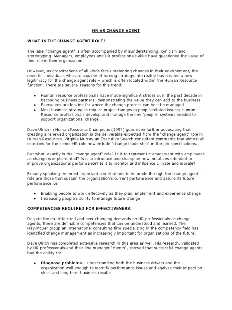 What Is The Change Agent Role | PDF | Competence (Human Resources ...