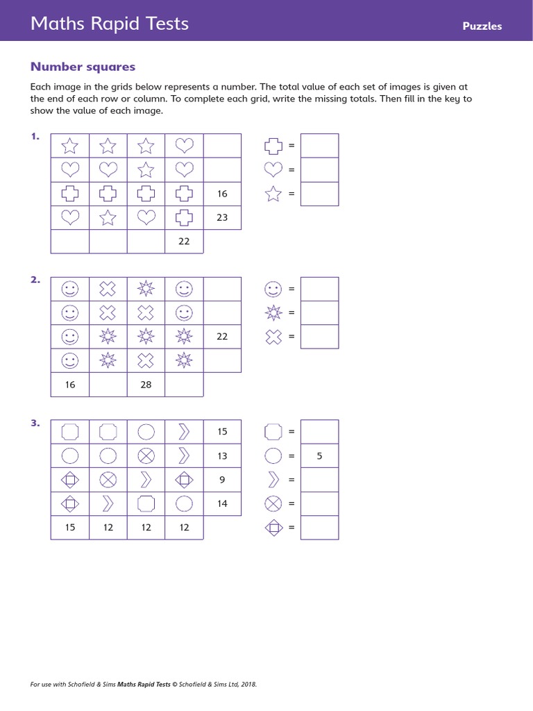 Maths Rapid Tests Number Squares | PDF | Puzzles | Games Of Mental Skill