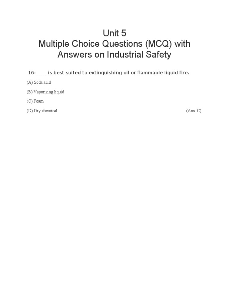 Unit 5 Multiple Choice Questions (MCQ) With Answers On Industrial ...