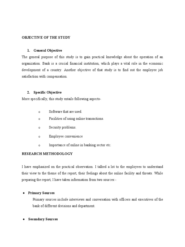 Objective of The Study | PDF | Data | Banks