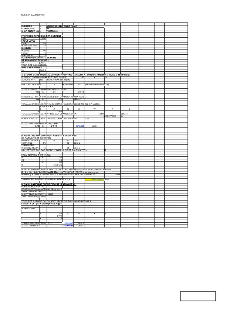 Bus Bar Current Calculation Guide | PDF | Power (Physics) | Energy ...