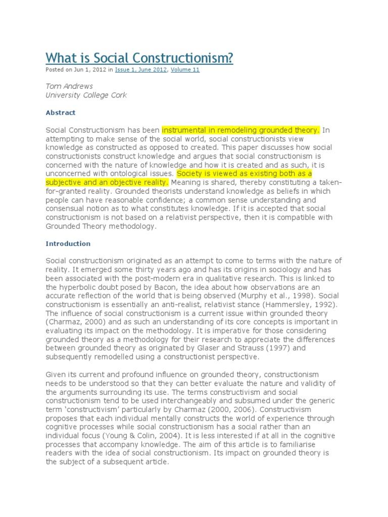 Understanding Social Constructionism | PDF | Social Constructionism ...