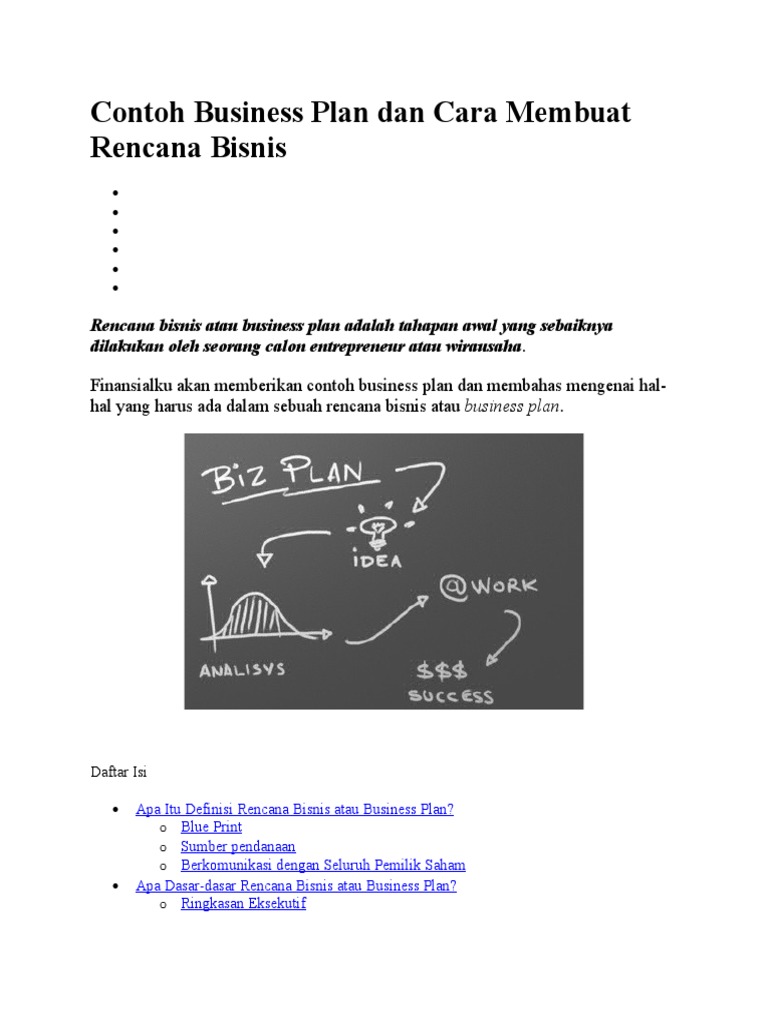Contoh Business Plan Dan Cara Membuat Rencana Bisnis | PDF