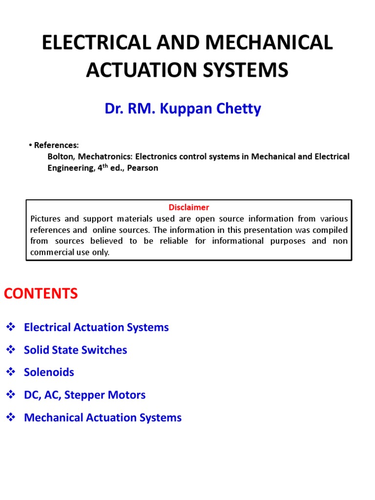 Mechanical Actuation Systems Overview | PDF | Electric Motor | Bipolar ...