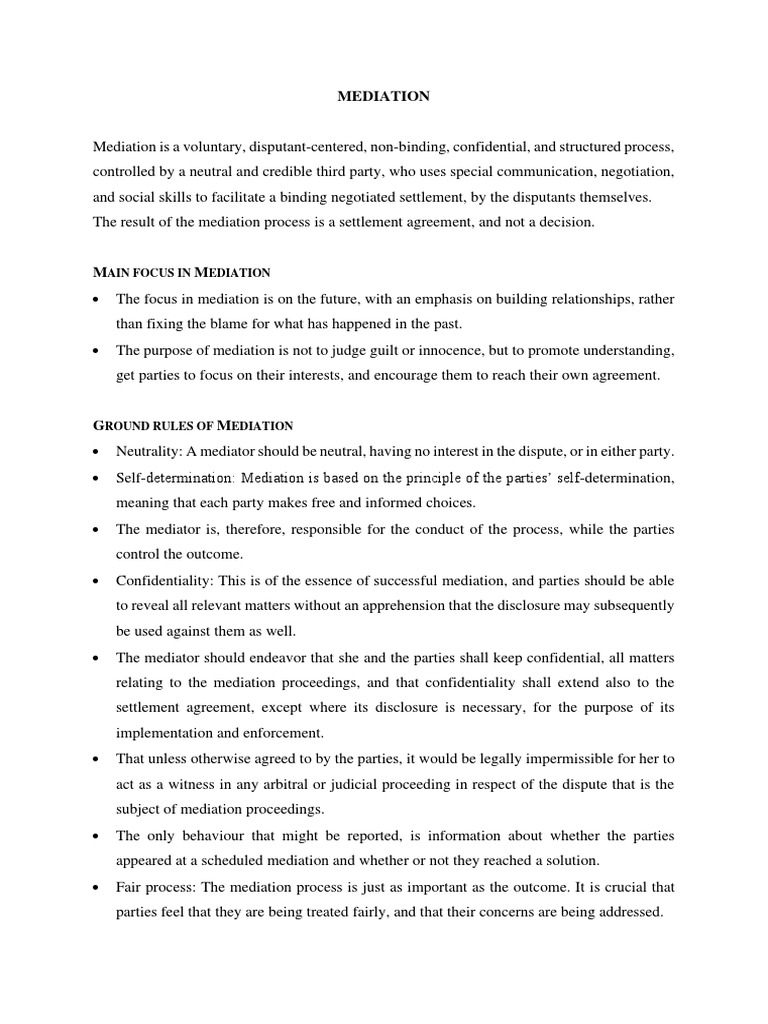 Mediation: Ain Focus in Ediation | PDF | Mediation | Arbitration