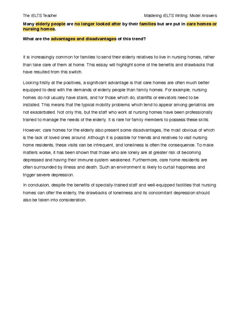 The Elderly Essay Mastering IELTS Writing | PDF
