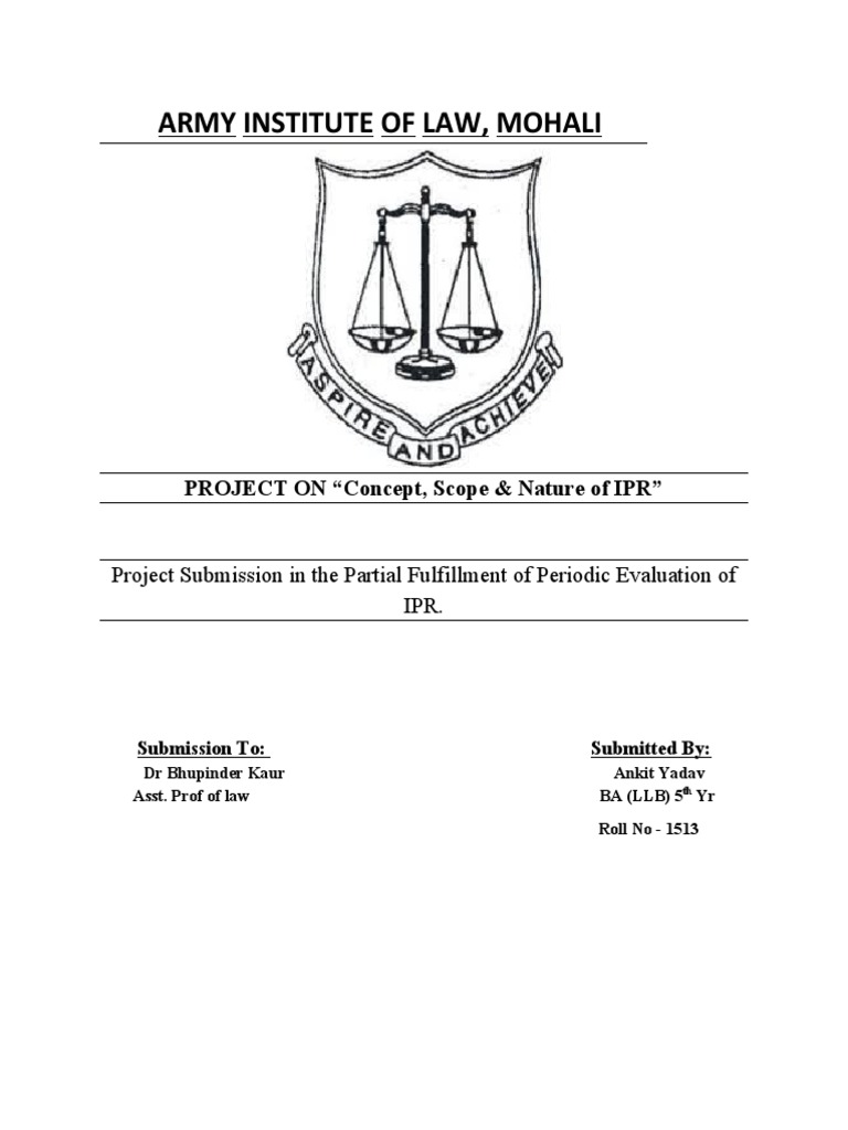 Army Institute of Law, Mohali: PROJECT ON "Concept, Scope & Nature of ...