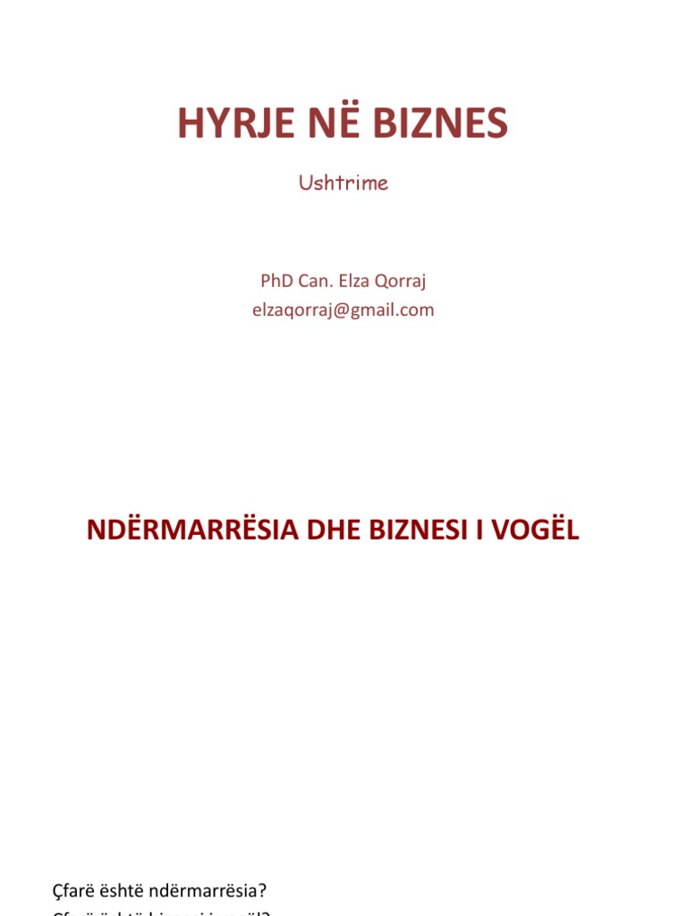 U7 - Biznesi I Vogël Dhe Sipërmarrja | PDF
