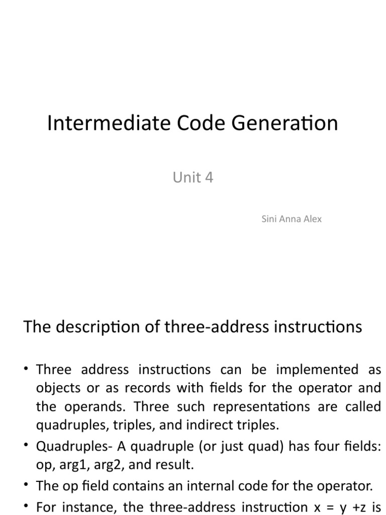 2-Intermediate Code Generation-Quadruple | PDF | Data Type | Integer (Computer Science)