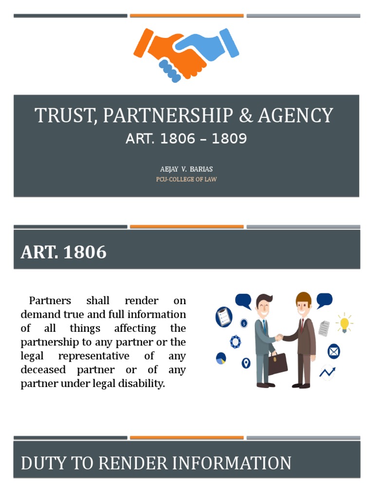 Trust, Partnership & Agency: Aejay V. Barias | PDF | Fiduciary ...