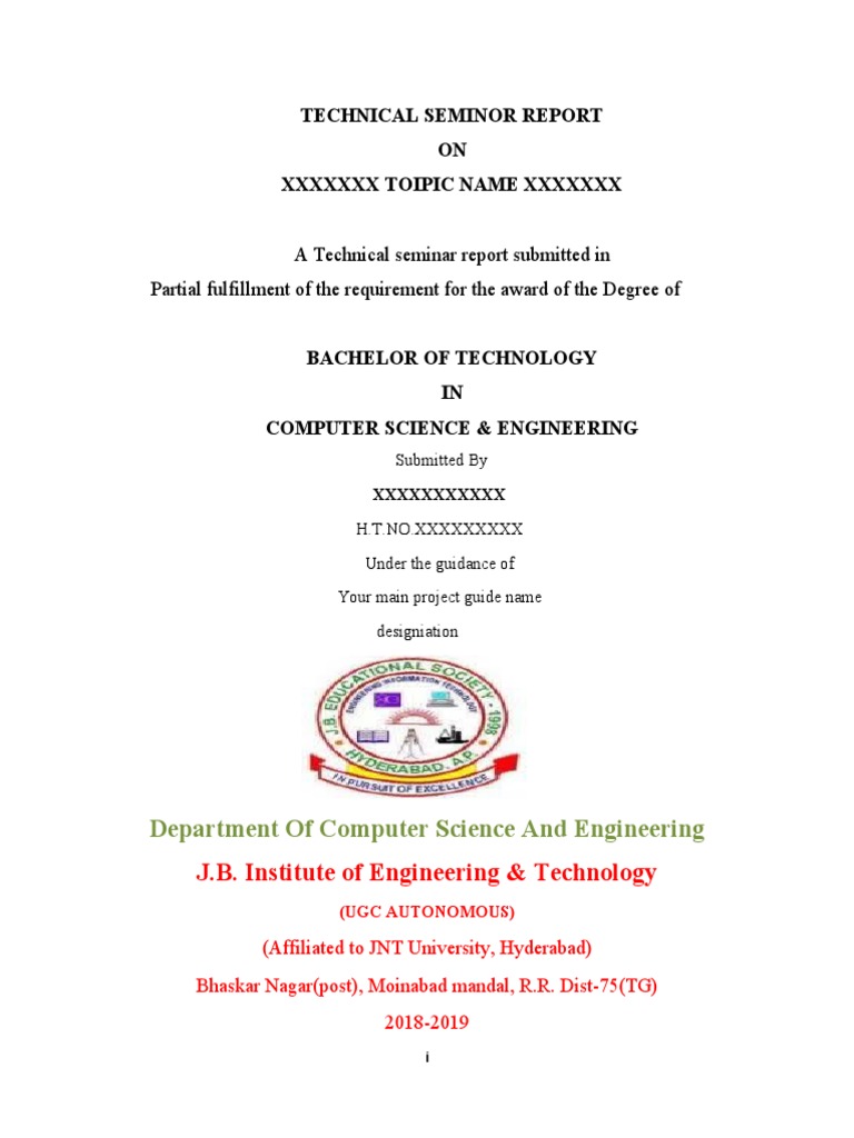 13.technical Seminar Front Pages | PDF | Science And Technology ...