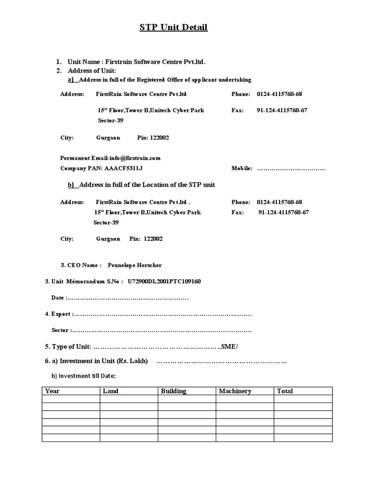STP Unit Detail | PDF