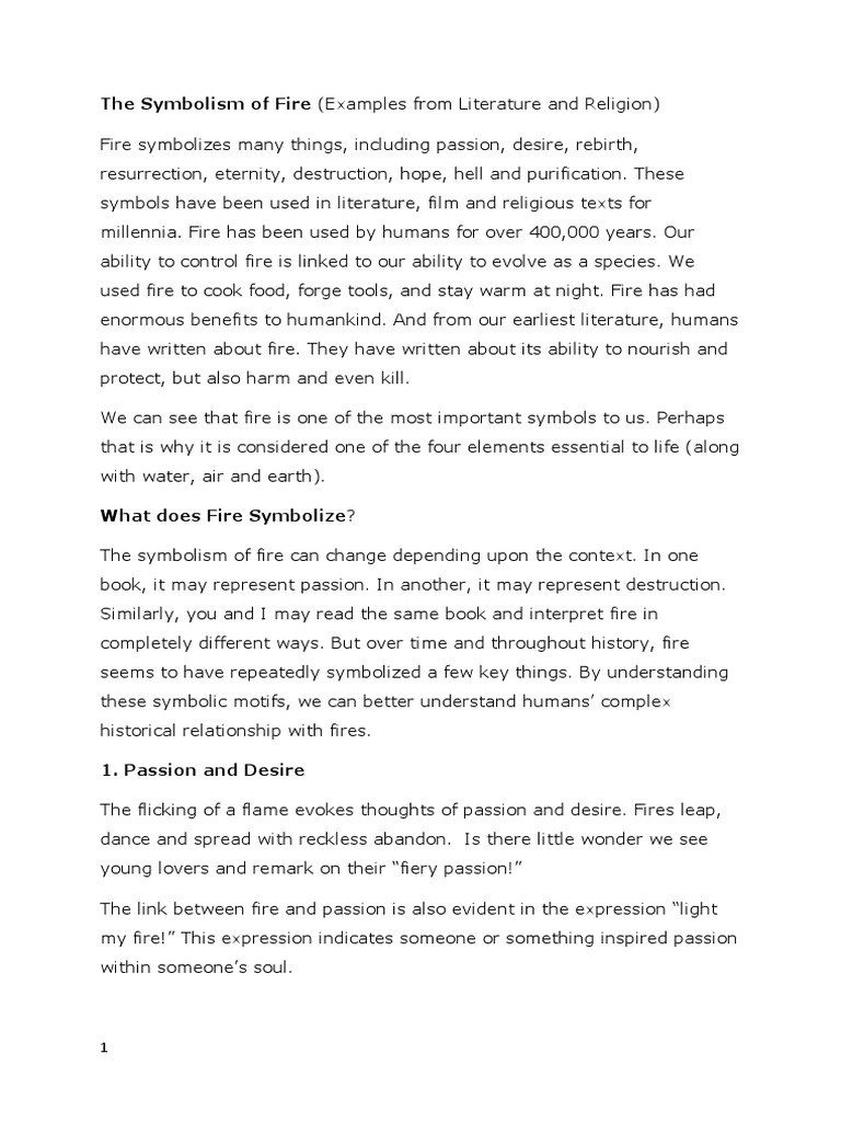 The Symbolism of Fire (Examples From Literature and Religion) | PDF ...