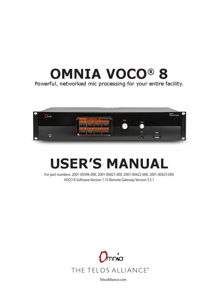 Omnia - VOCO 8 - Microphone - Processor - Manual - C19315015 PDF | PDF ...