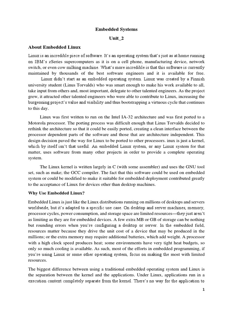 Embedded Systems Unit - 2 About Embedded Linux | PDF | Booting | File System