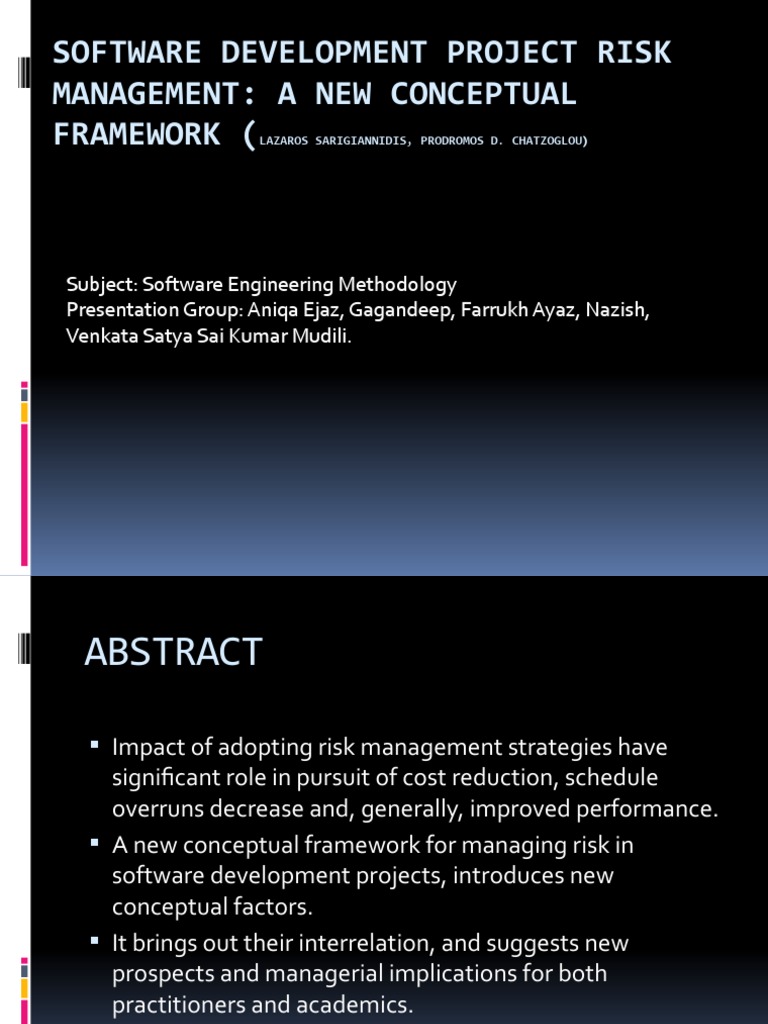 Software Development Project Risk Management: A New Conceptual ...