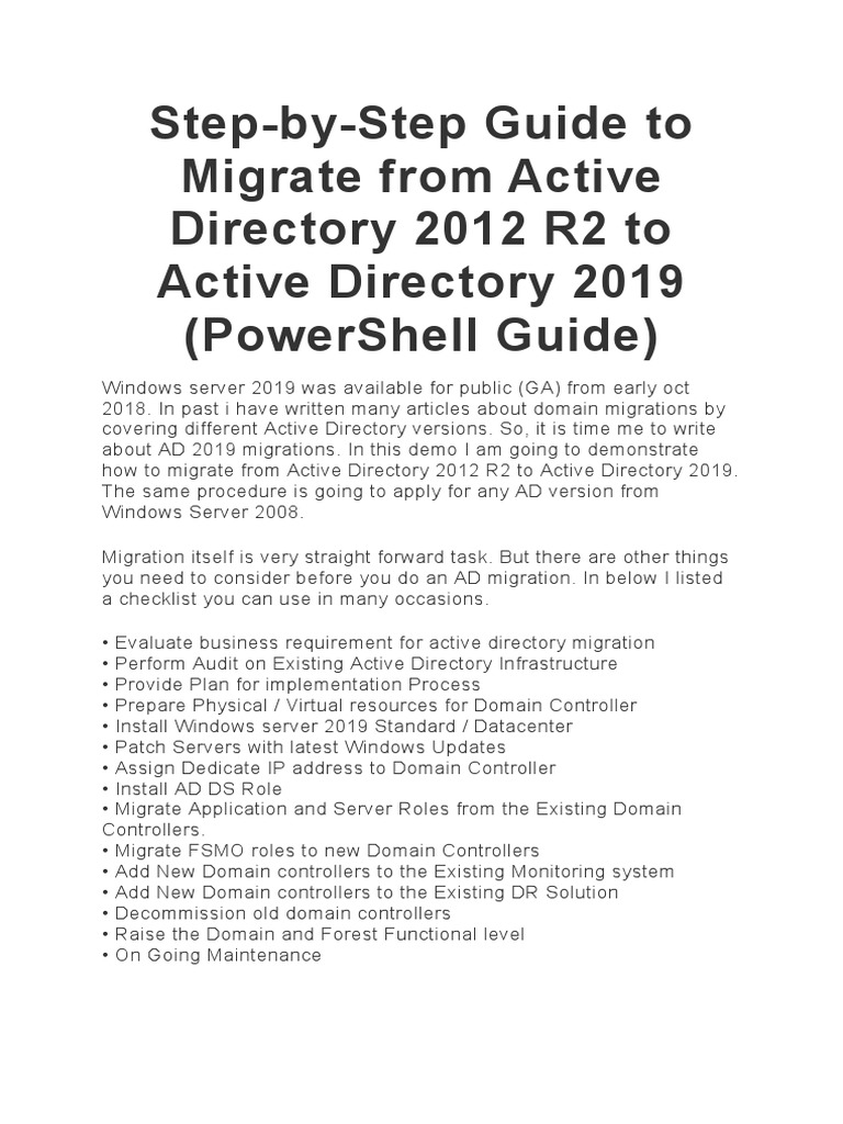 Step-By-Step Guide To Migrate From Active Directory 2012 R2 To Active ...