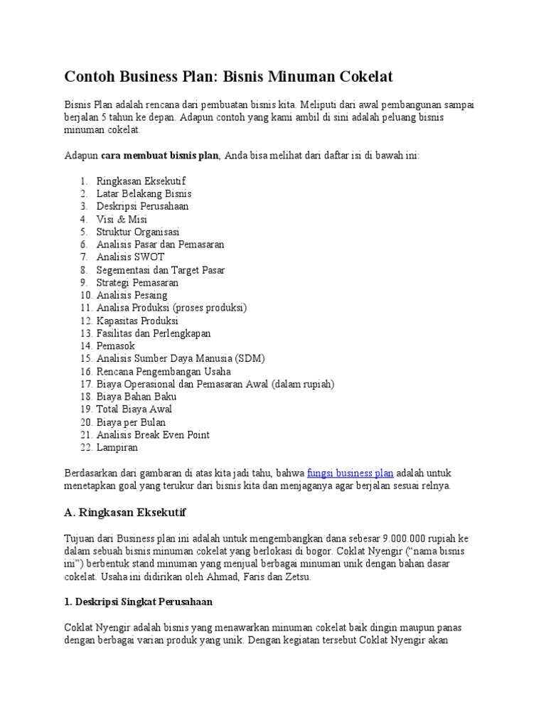 Contoh Business Plan | PDF