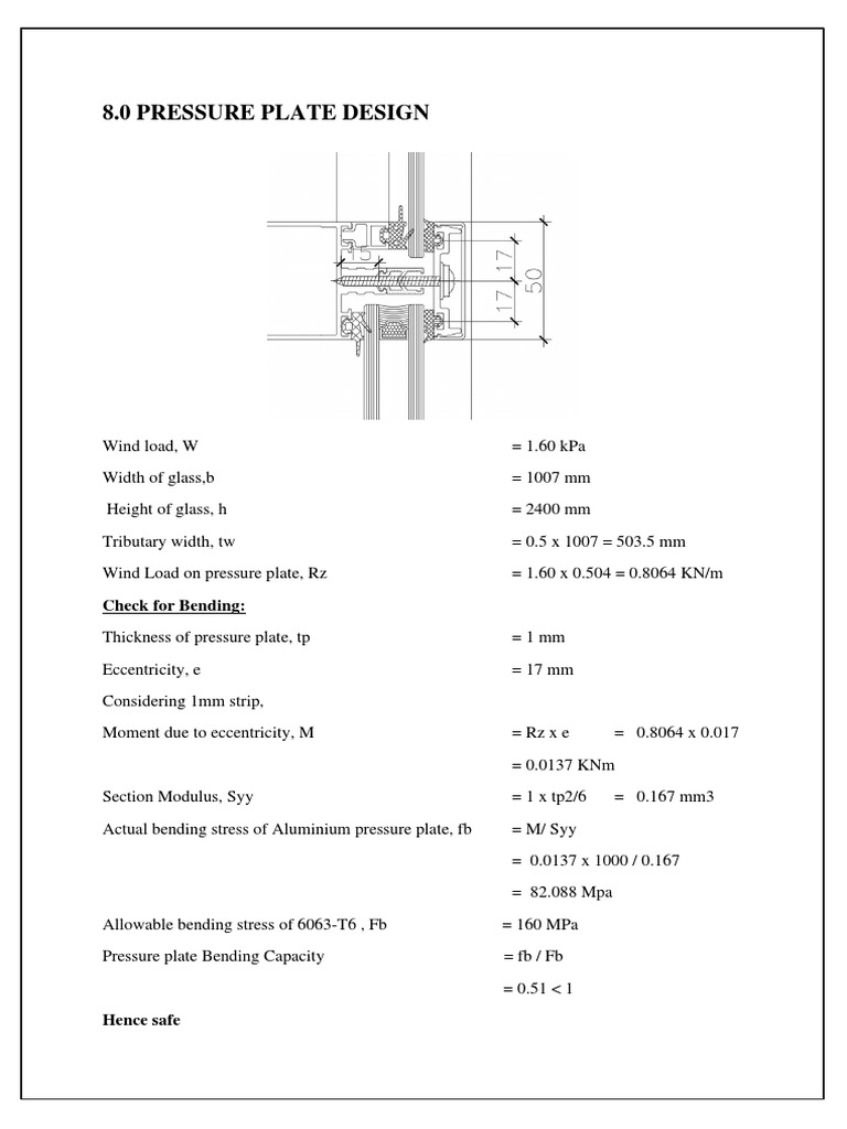 Pressure Plate Design Calculations | PDF | Screw | Bending