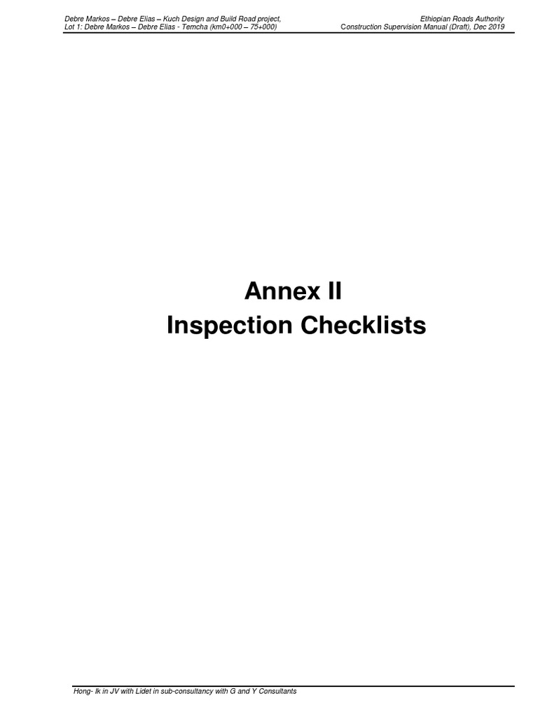 Annex II - Inspection Check Lists | PDF | Concrete | Building Technology
