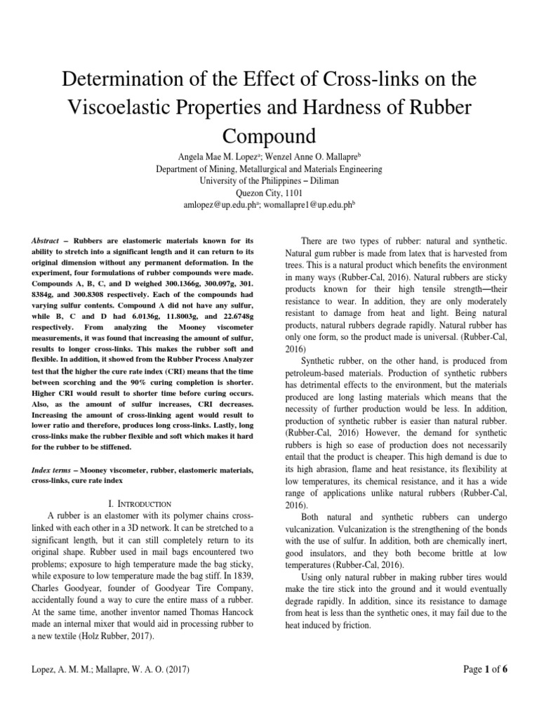 Synthesis of Compounding of Rubber | PDF | Cross Link | Natural Rubber