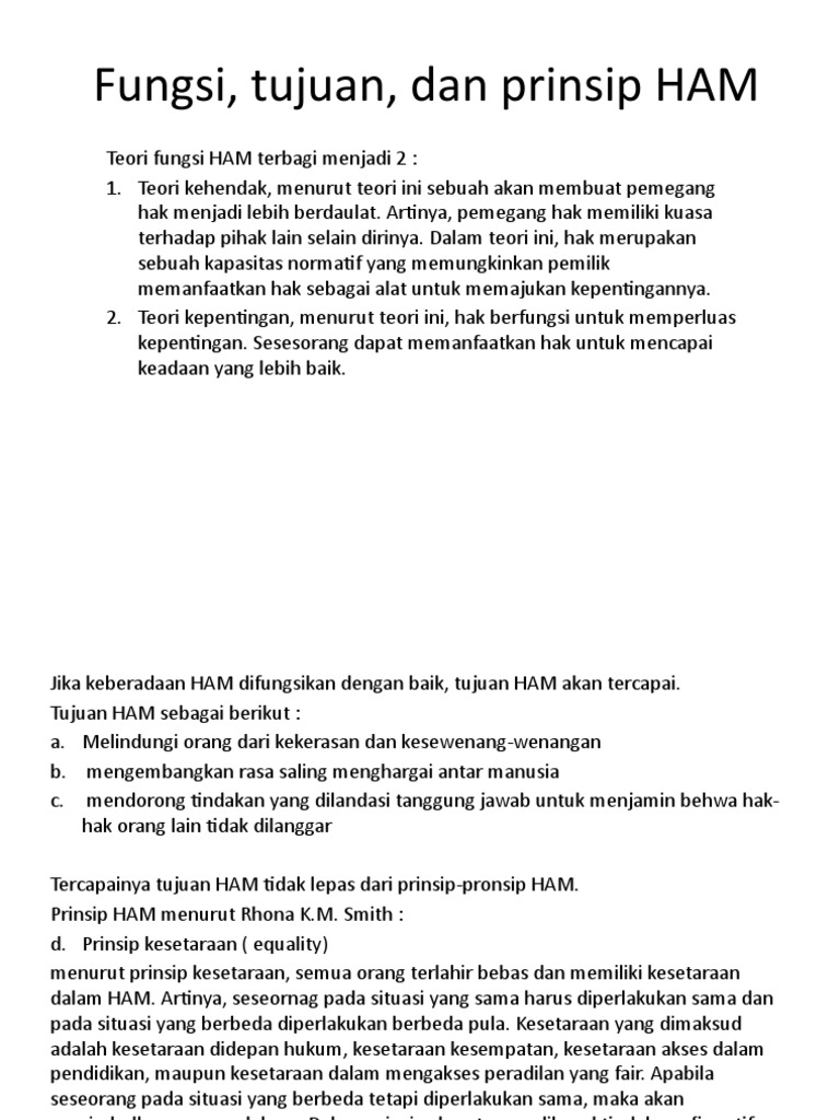 Fungsi, Tujuan, Dan Prinsip HAM | PDF