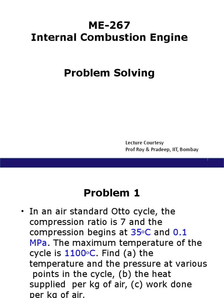 ME-267 Internal Combustion Engine Problem Solving: Lect-20 | Download ...
