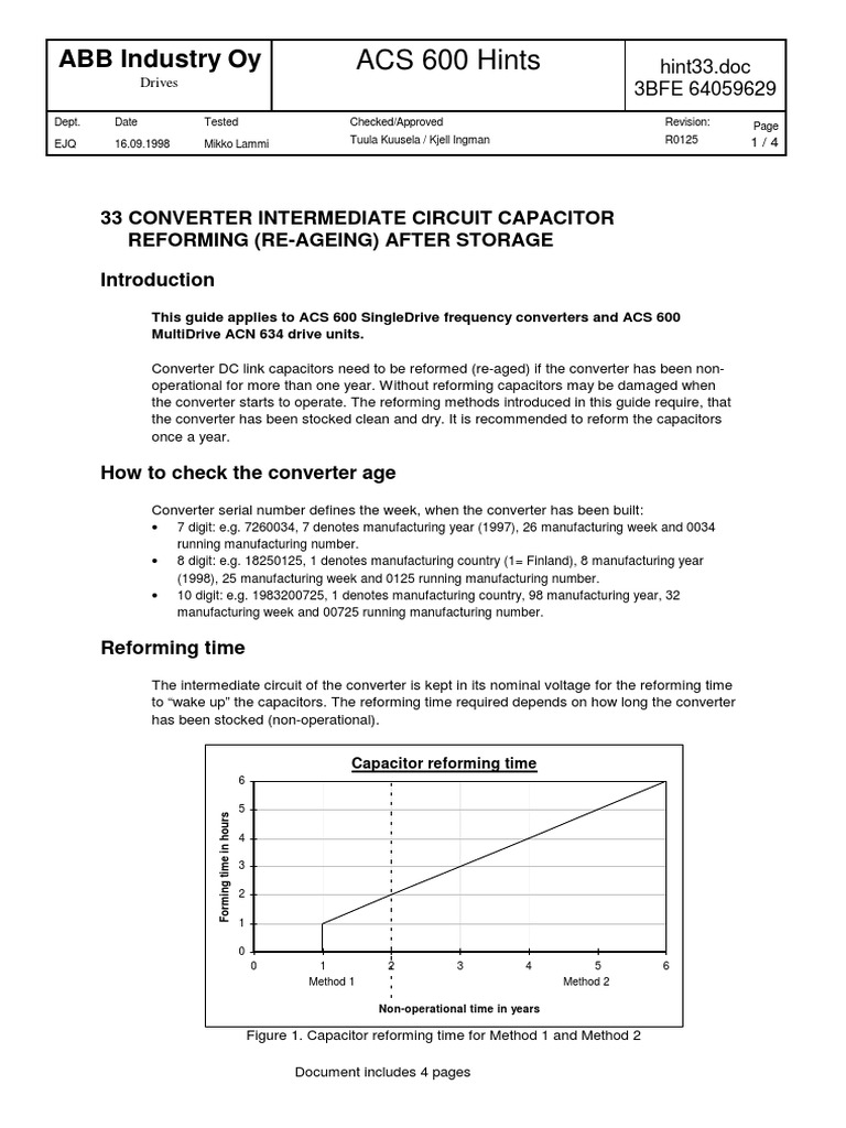 Converter Intermediate Circuit Capacitor Reforming (Re-Agei PDF | PDF ...