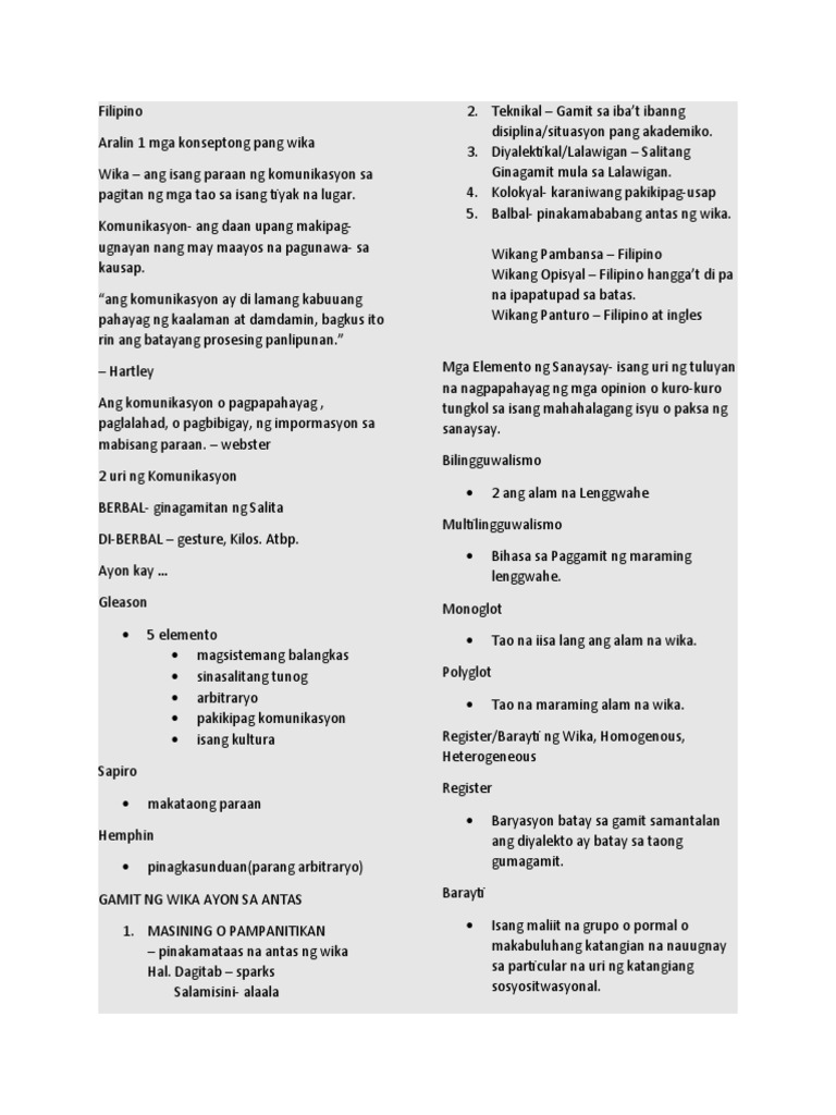 Filipino Reviewer | PDF